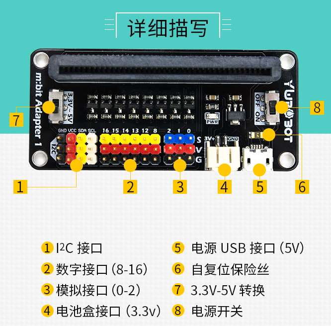 (SKU:BRD080024)Adapter1传感器模块扩展板适用于Micro:bit - YwRobot Studio Wiki